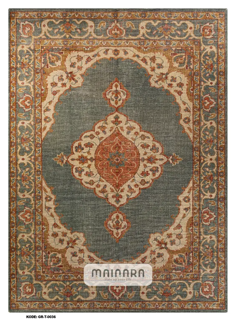 Karpet Bulat Untuk Lantai Bulu Pendek Motif Tradisional Minimalis ...