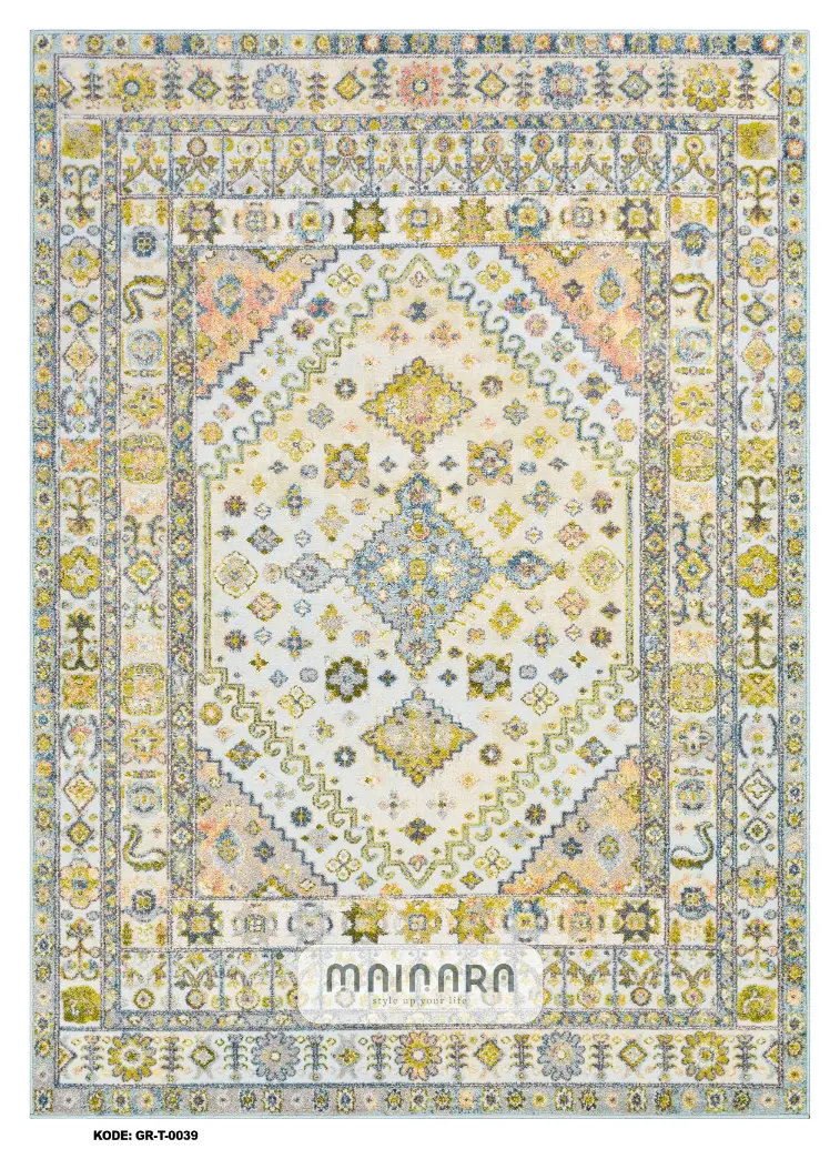 Karpet Bulat Untuk Lantai Bulu Pendek Motif Tradisional Minimalis ...